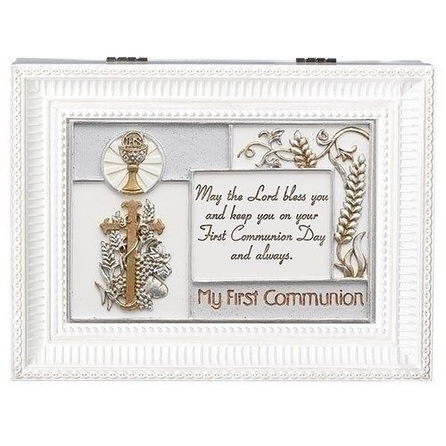 My First Holy Communion White Music Box, W0185 - Giftswithlove,Inc.