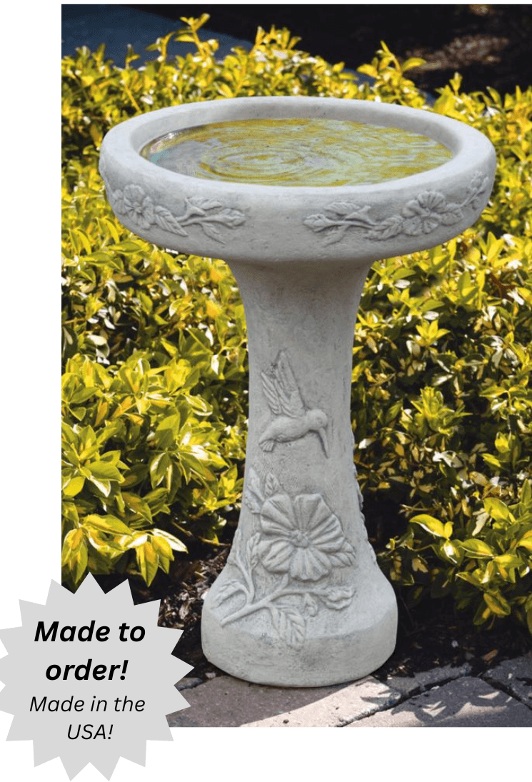 Outdoor Cement One Piece Hummingbird Bird Bath - 22" - Giftswithlove,Inc.