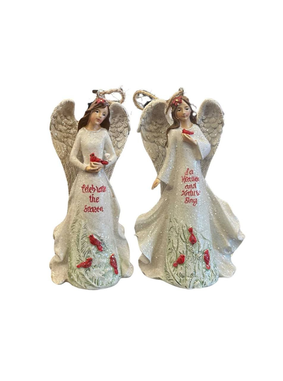 Shimmering Cardinal Angel Ornament; Available in Two Styles ...