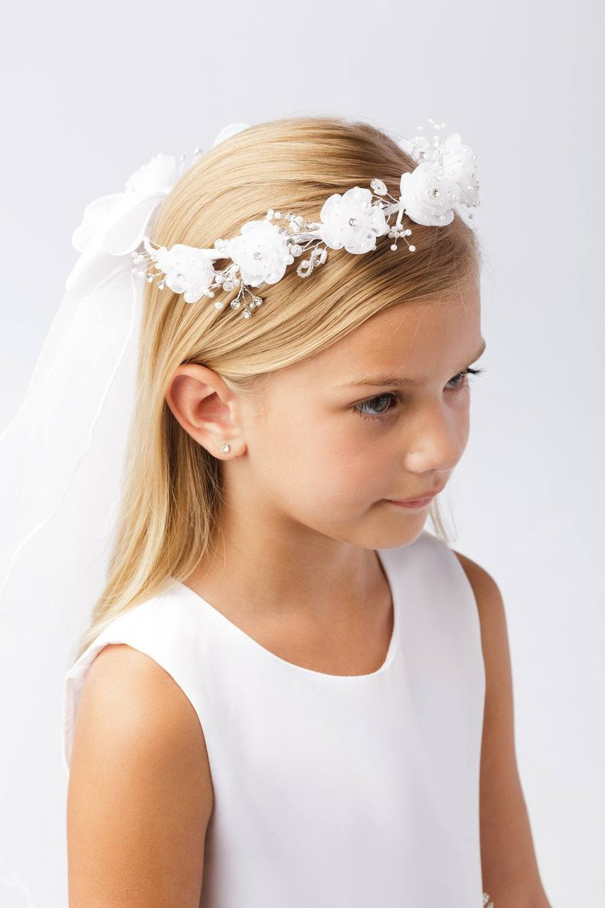Communion Headpiece - Veil with Floral Crown - Giftswithlove,Inc.