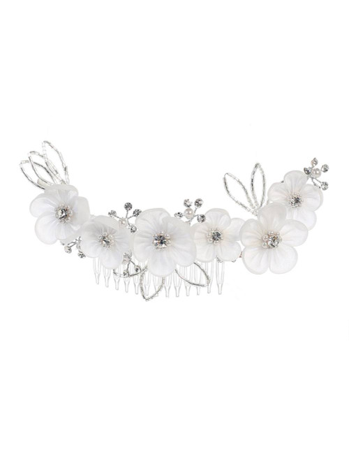 Communion Headpiece, Organza Flowers with Rhinestone Center ...