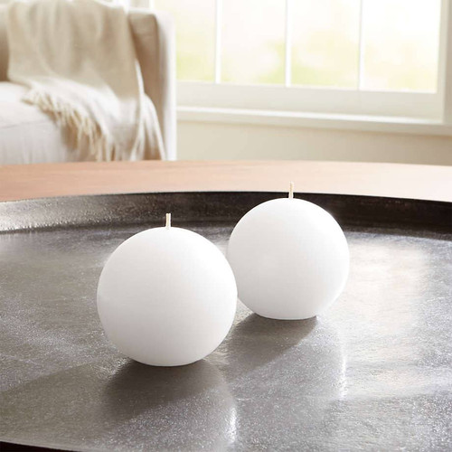 White Ball Candles, 2in - Giftswithlove,Inc.
