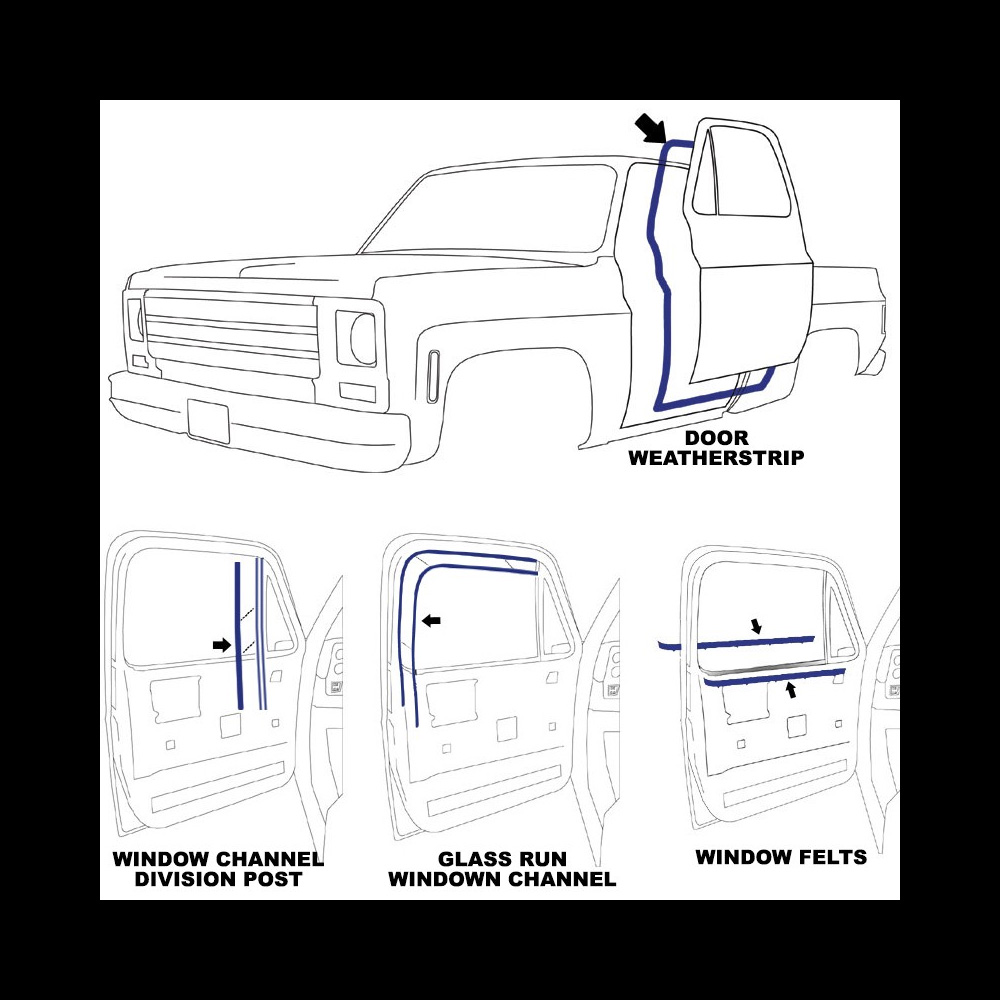 1973-80 Square Body Chevy & GMC Truck Door Weatherstripping Kit