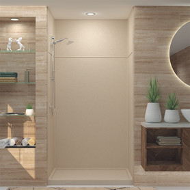 Transolid Studio 34-in x 48-in x 75-in Solid Surface Alcove Shower Kit ...