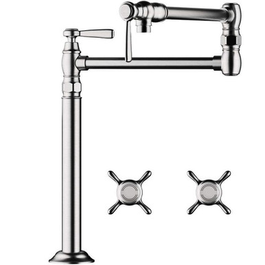 Deck Mounted Pot Filler Faucet with 21-3/16in Double-Jointed Swinging ...