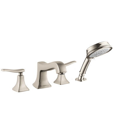 Hansgrohe Metris C 4-Hole Roman Tub Set Trim with 1.8 GPM Handshower in ...