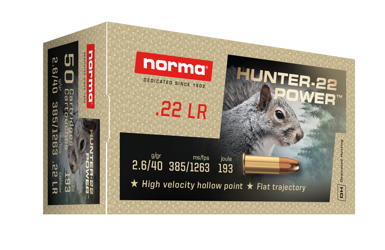 Norma Hunter-22 Power | 22LR | High Velocity | 24gr | JHP