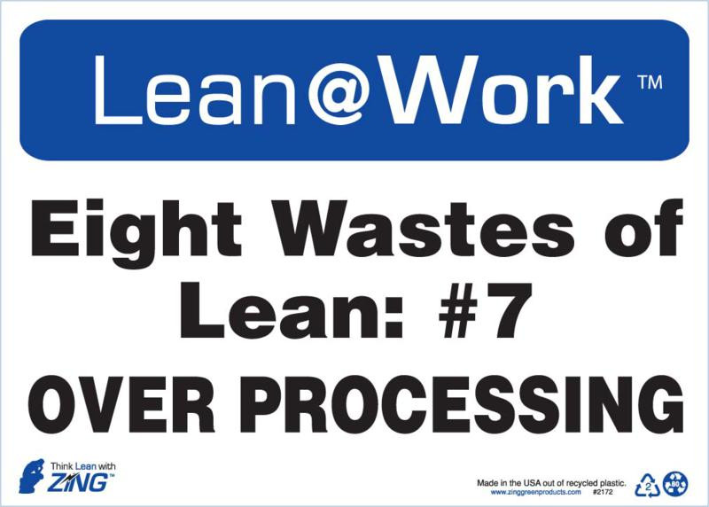 8 Wastes of Lean: Overprocessing - Lean @ Work Signs | Zing