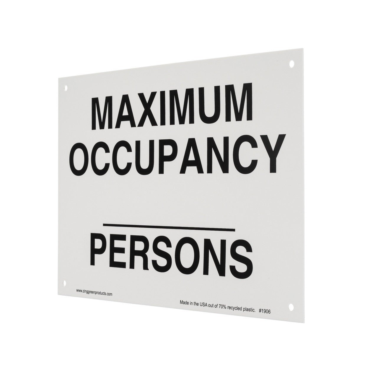 Maximum Occupancy Sign, Persons - Safety Signs | Zing