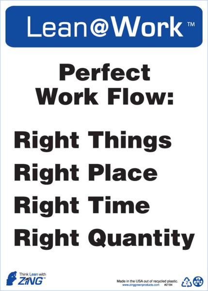 Perfect work Flow Sign - Lean @ Work Signs | Zing