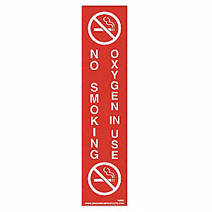 Sign, No Smoking Oxygen In Use, 9 x 2", Adhesive - ZING Green Safety ...