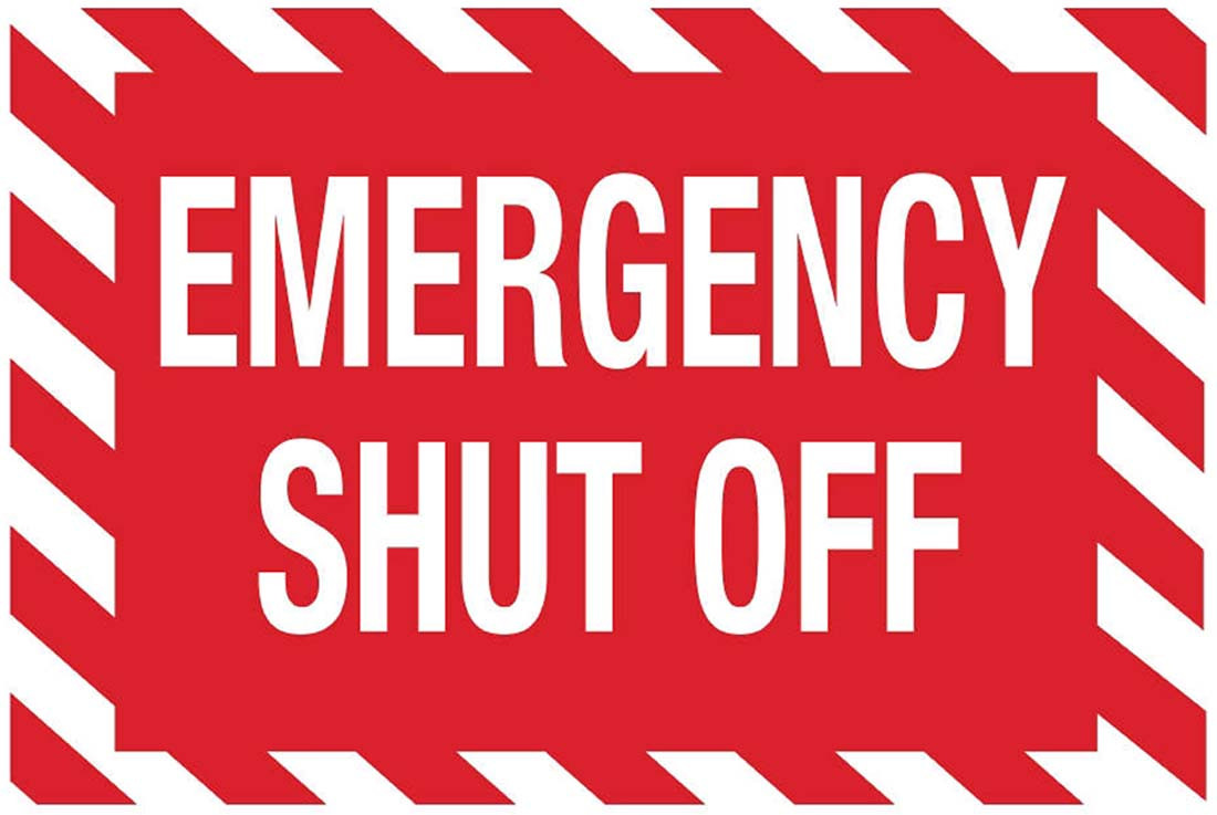 Emergency Shut Off Sign - Safety Signs | Zing