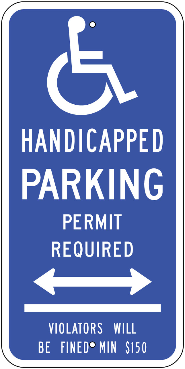 Connecticut Handicapped Permit Required Sign, with Arrow | Zing
