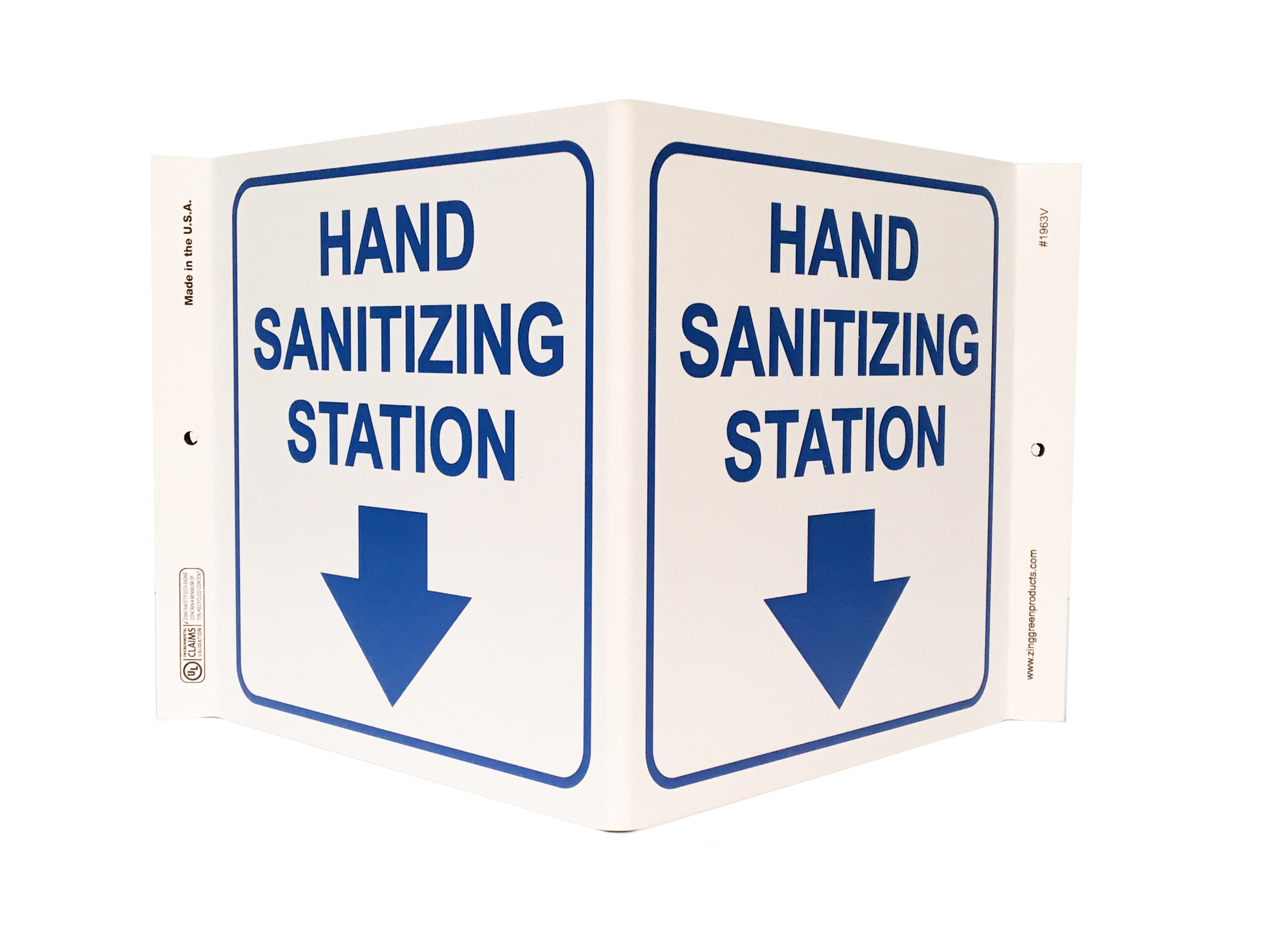 Projecting Sign, Hand Sanitizing Station, V-shape | Zing