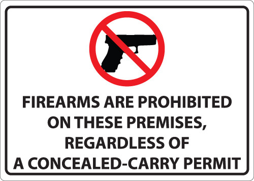 Firearms Prohibited Sign - Concealed Carry Signs | Zing