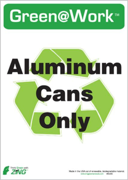Aluminum Cans Only Recycling Sign, Adhesive, 5/pk | Zing