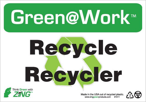 Recycle Sign, English/French - Green @ Work | Zing