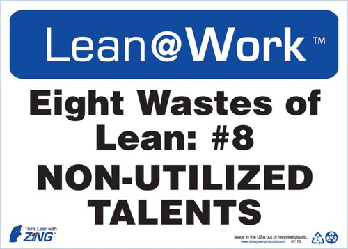 8 Wastes of Lean Sign: Talent - Lean @ Work Signs | Zing