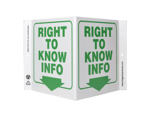 Projecting Sign, Right to Know Info, V-shape | Zing