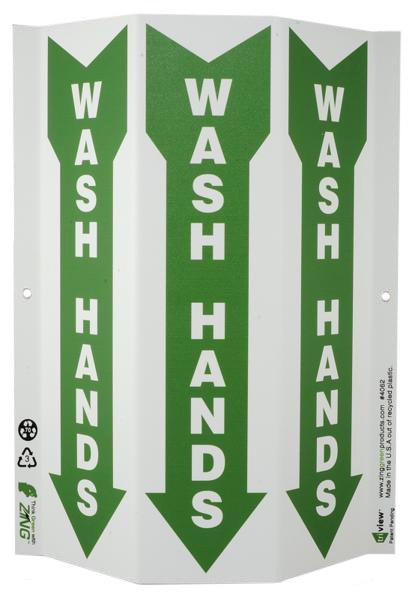 Hand Wash Station Sign, Slim Triview, Projects 3" | Zing