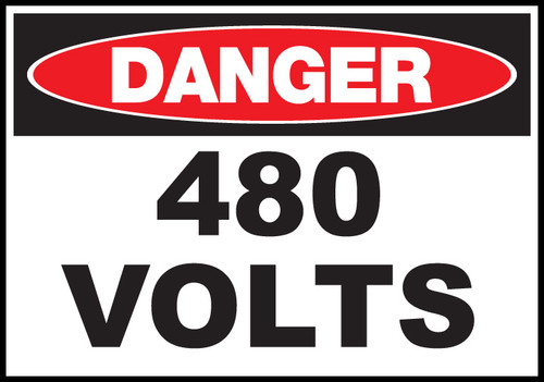 Danger Sign, 480 Volts, Plastic| Zing