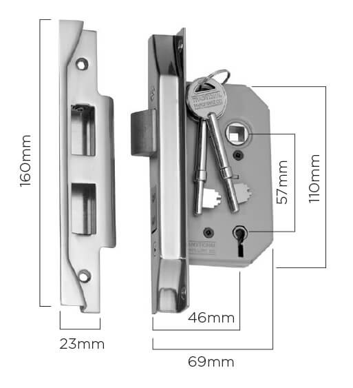 Tradco Rebated Skeleton Key Mortice Lock | 5 Lever | 46mm Backset ...