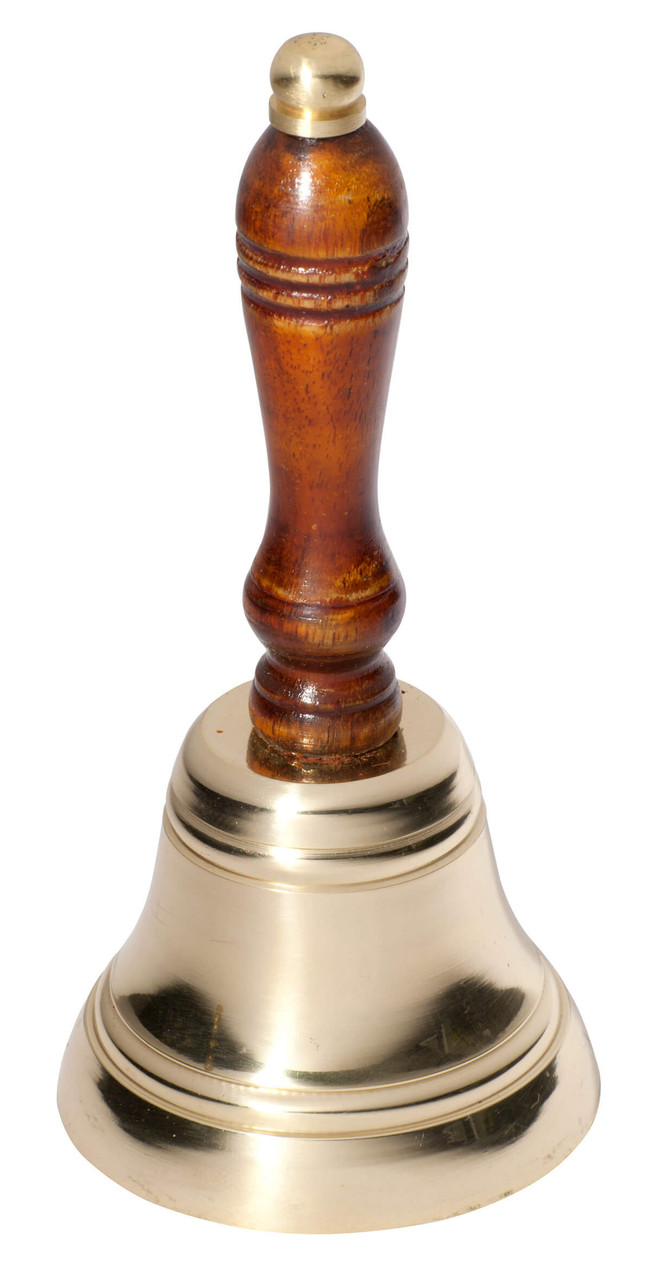 Tradco Wooden Handle Handbell | 160 x 75mm | Polished Brass
