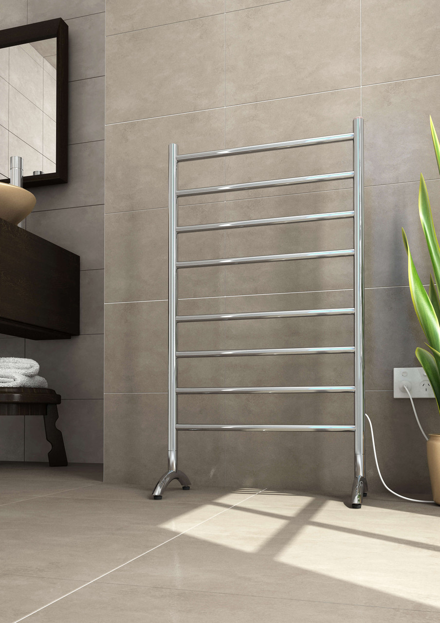 Round Freestanding Heated Rail | 240V | Polished Stainless