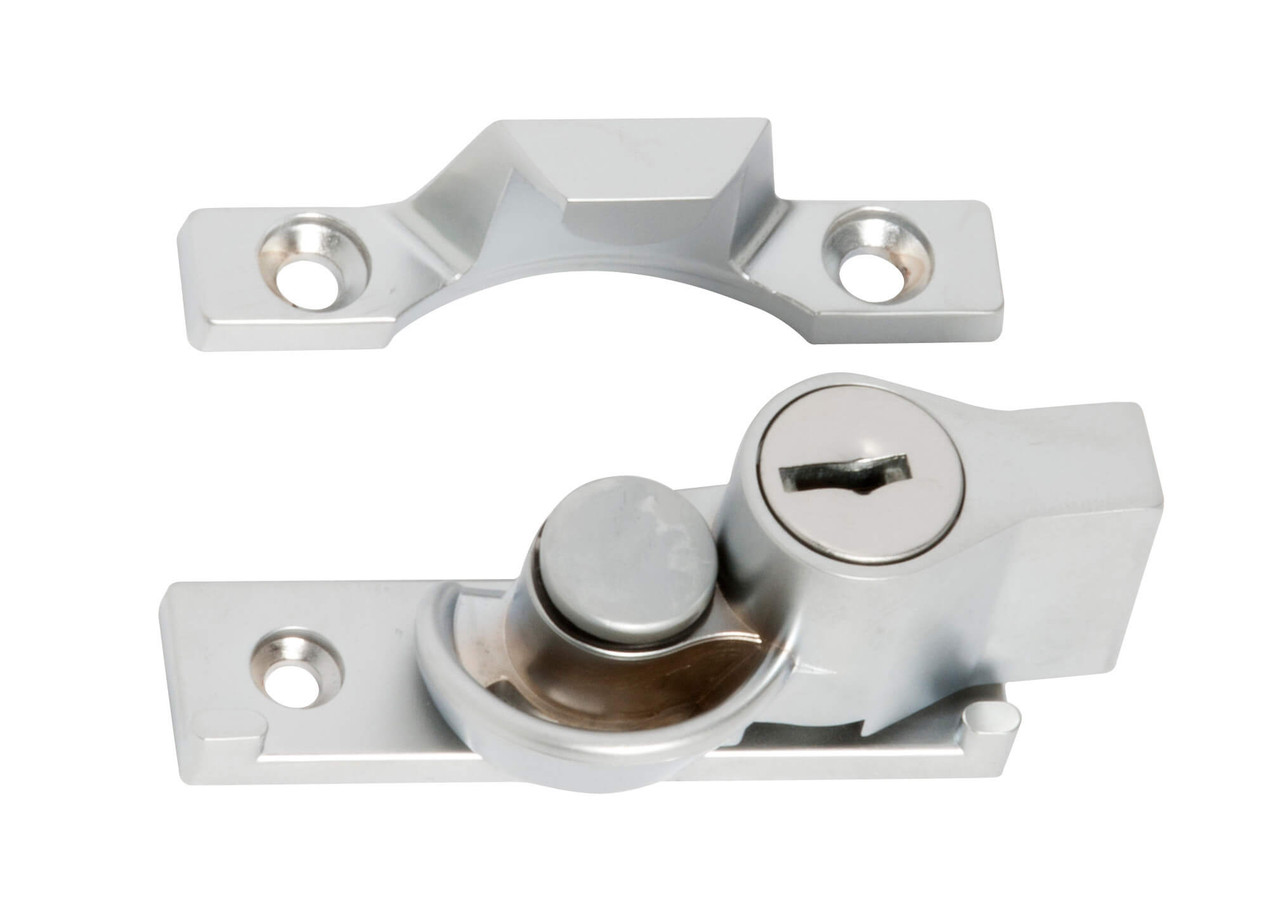Tradco Narrow Lockable Sash Window Fastener | 65 x 17mm | Satin Chrome