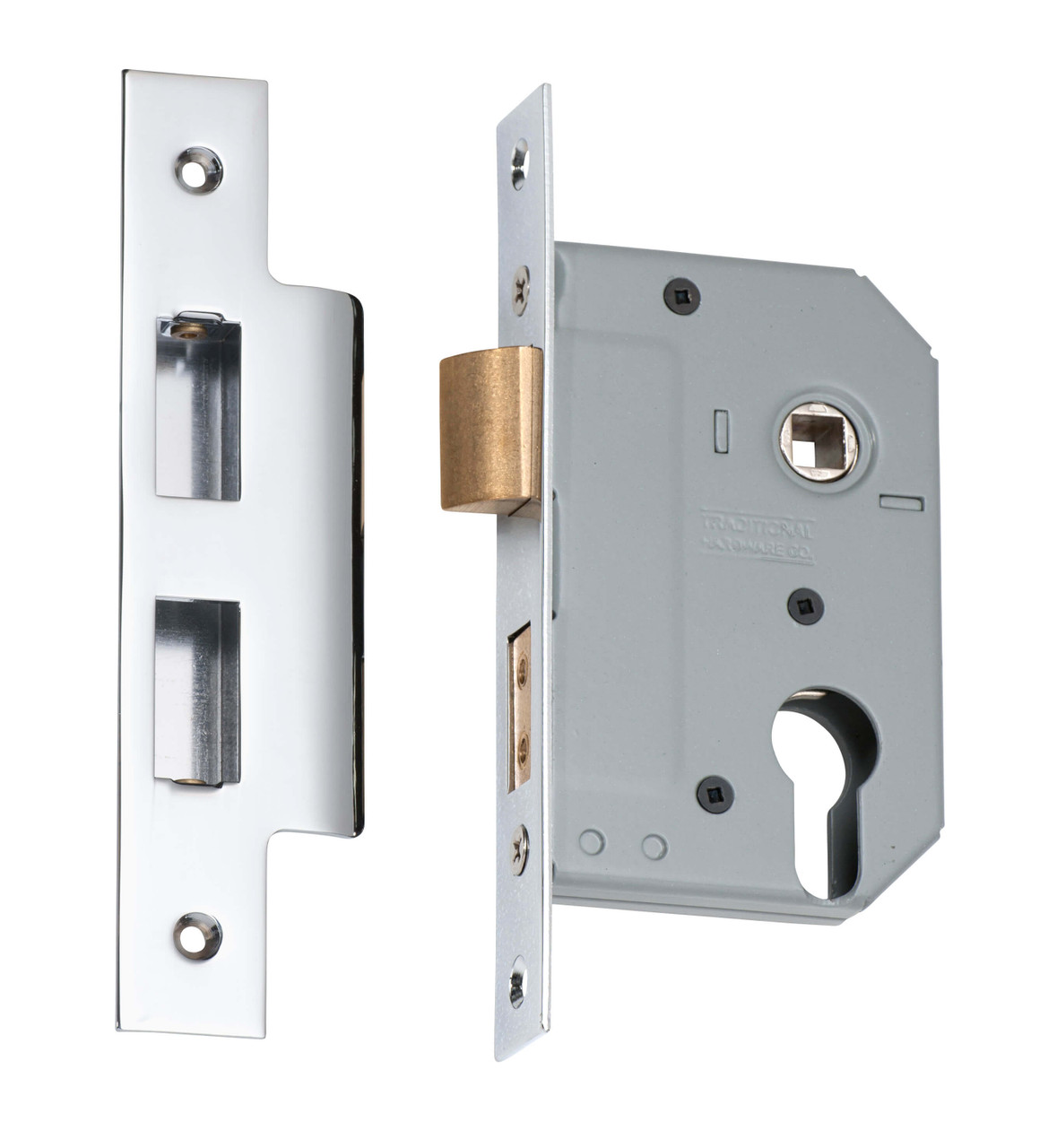 Tradco Euro Mortice Lock | 46mm Backset | Chrome