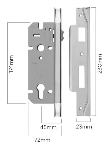 Iver Rebated Euro Roller Lock | 45mm Backset | Matte Black