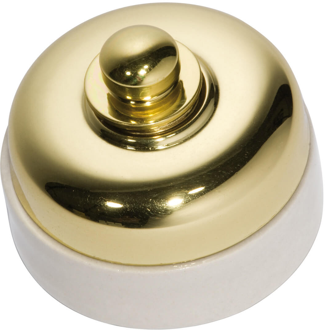 Tradco Ivory Porcelain Base Fan Controller | 60mm | Polished Brass
