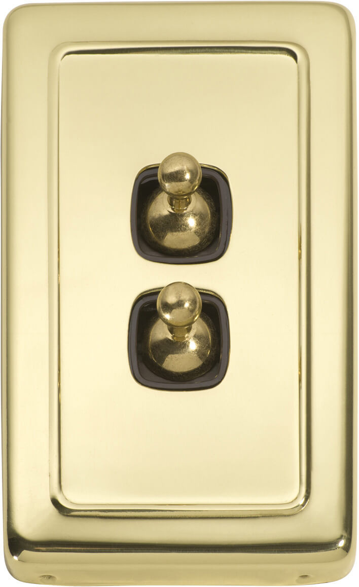Tradco 2 Gang Toggle Light Switch | Brown Base | 115 x 72mm | Polished ...