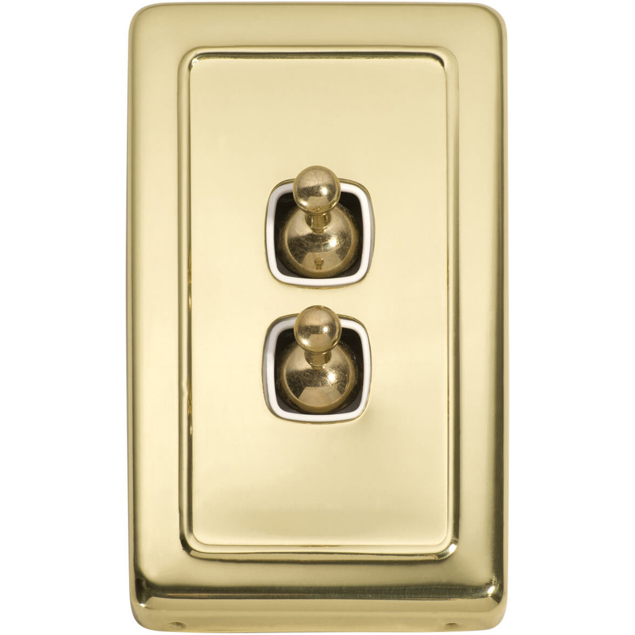 Tradco 2 Gang Toggle Light Switch | White Base | 115 x 72mm | Polished ...