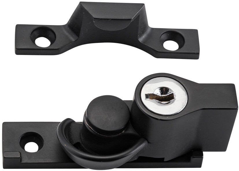 Tradco Narrow Lockable Sash Window Fastener | 65 x 17mm | Matte Black