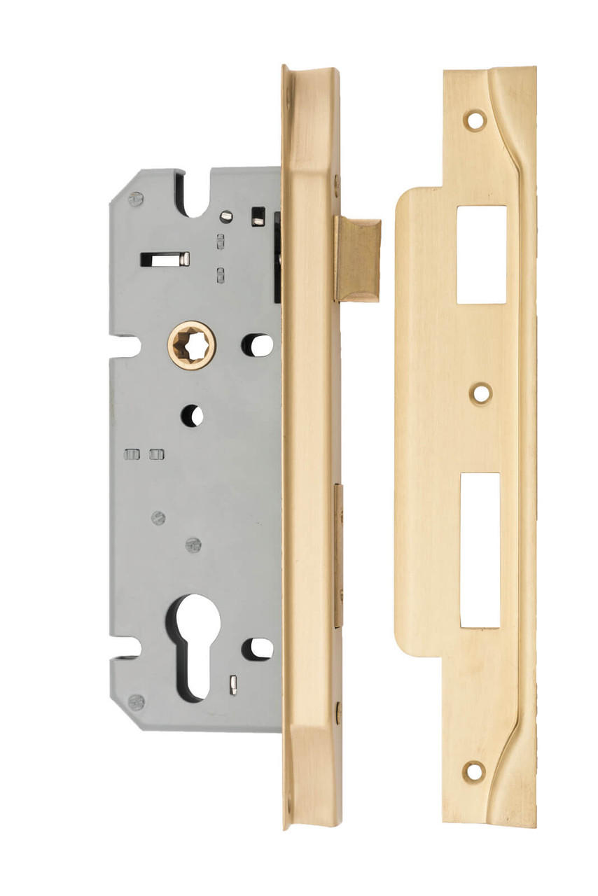 Iver Rebated Euro 85 Mortice Lock | 45mm Backset | Brushed Brass
