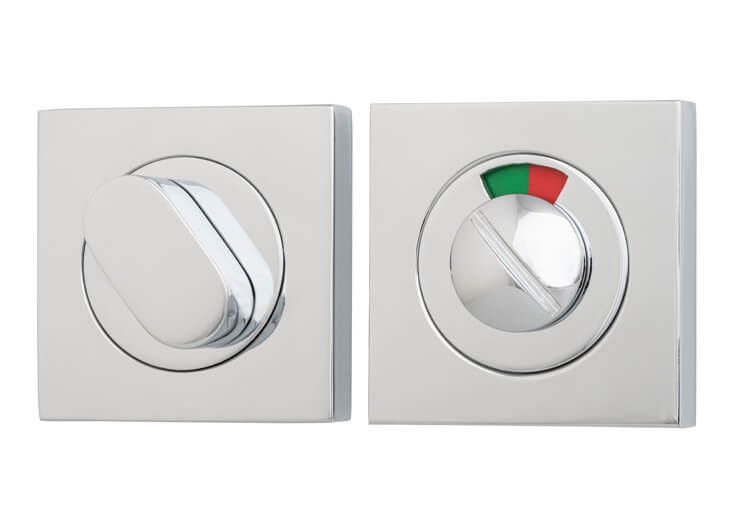 Iver Premium Square Privacy Turn & Indicator | 52mm/4mm Spindle | Chrome