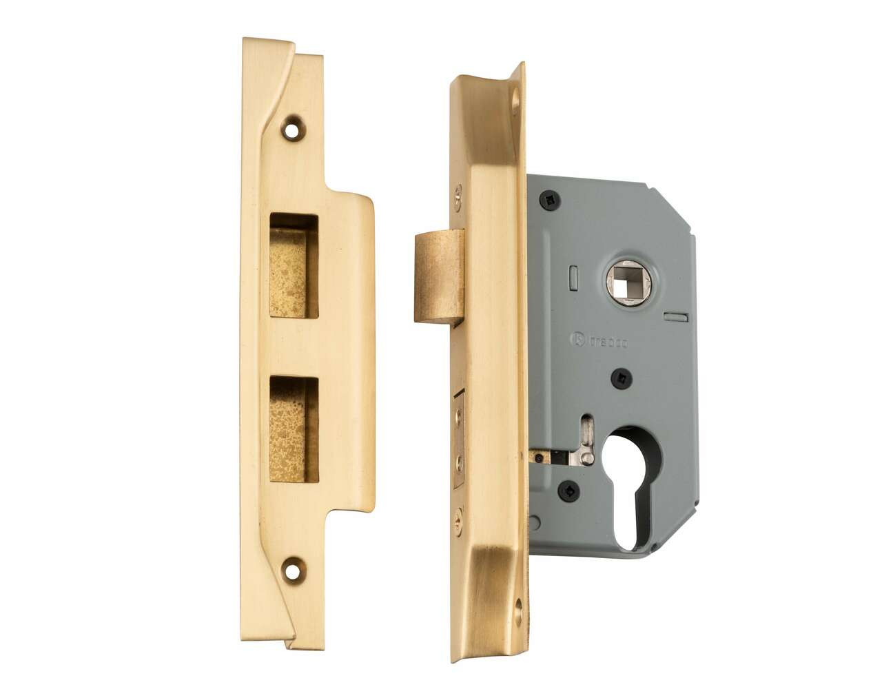 Tradco Rebated Euro Mortice Lock | 46mm Backset | Satin Brass