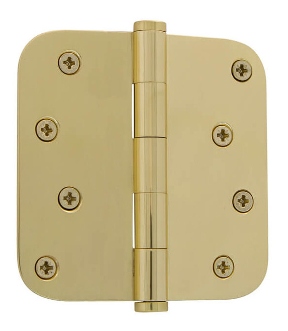 Grandeur Fixed Pin Hinge | Rounded | 100 x 100mm | Polished Brass