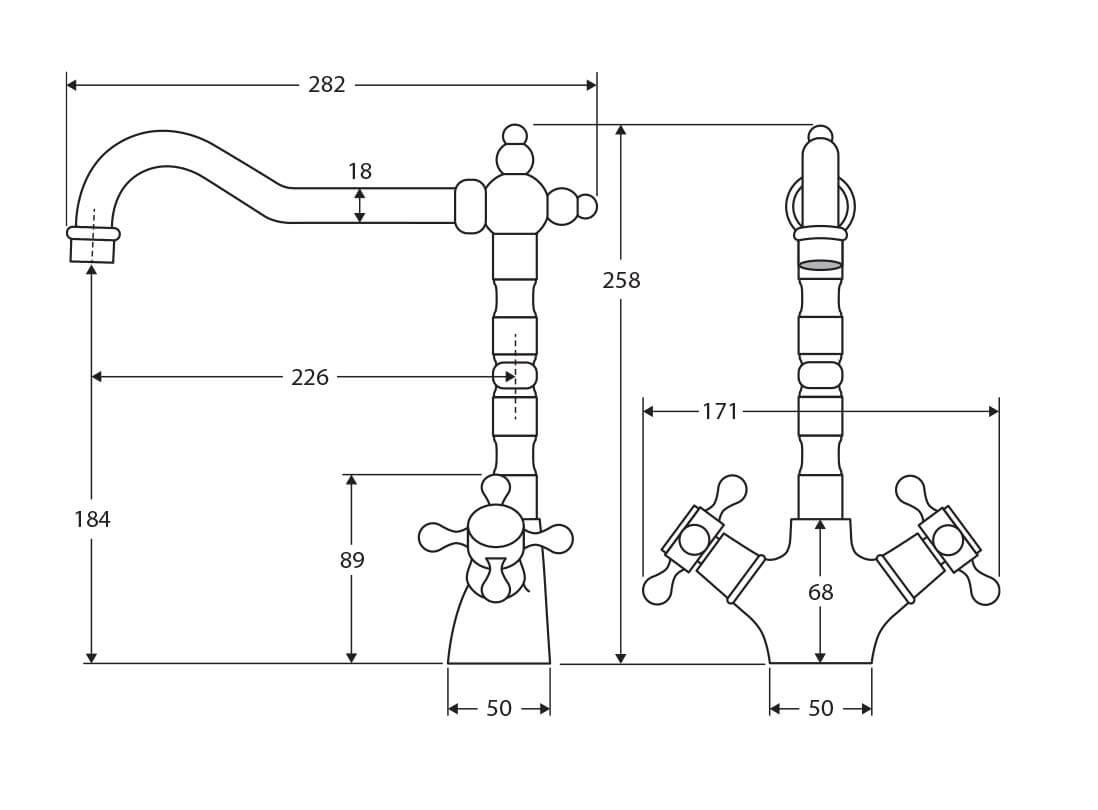 Fienza Modern Vintage Lillian Twinner Kitchen Tap | Swivel Spout ...