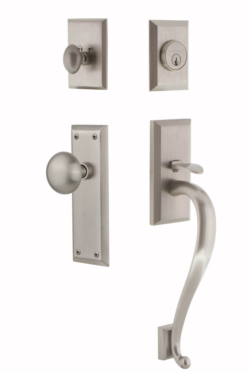 Nostalgic Period New York Entry Door Handleset | S Grip | Satin Nickel