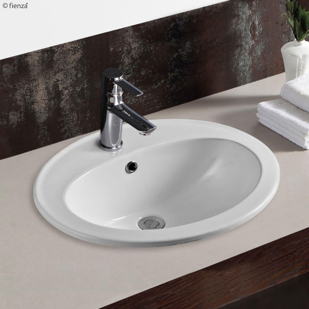 Fienza Lacy Fully Inset Basin | 550 x 200 x 470mm | Glossy White