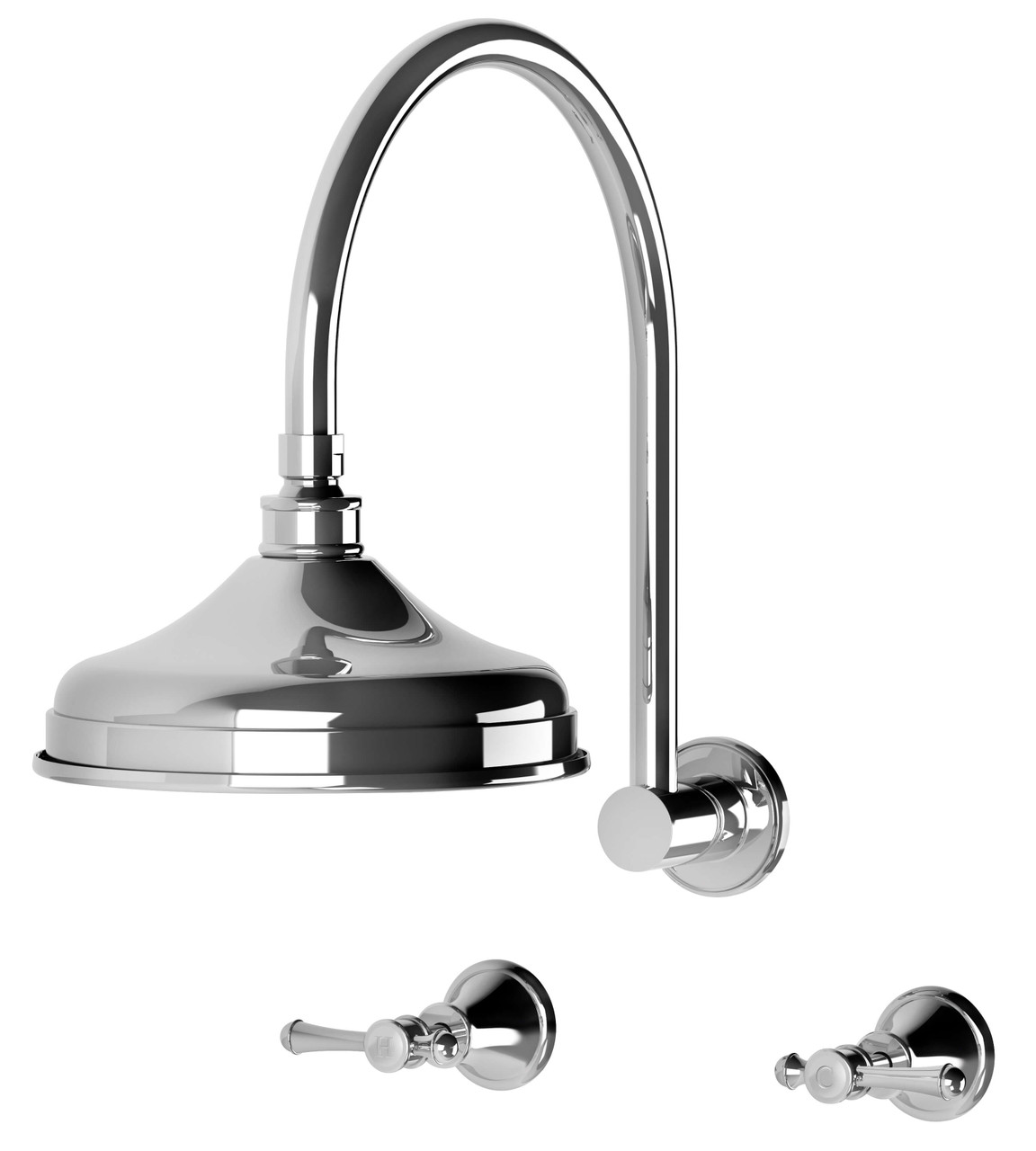 Phoenix Nostalgia Gooseneck Shower Tap | Lever Handles | 204mm Rose ...