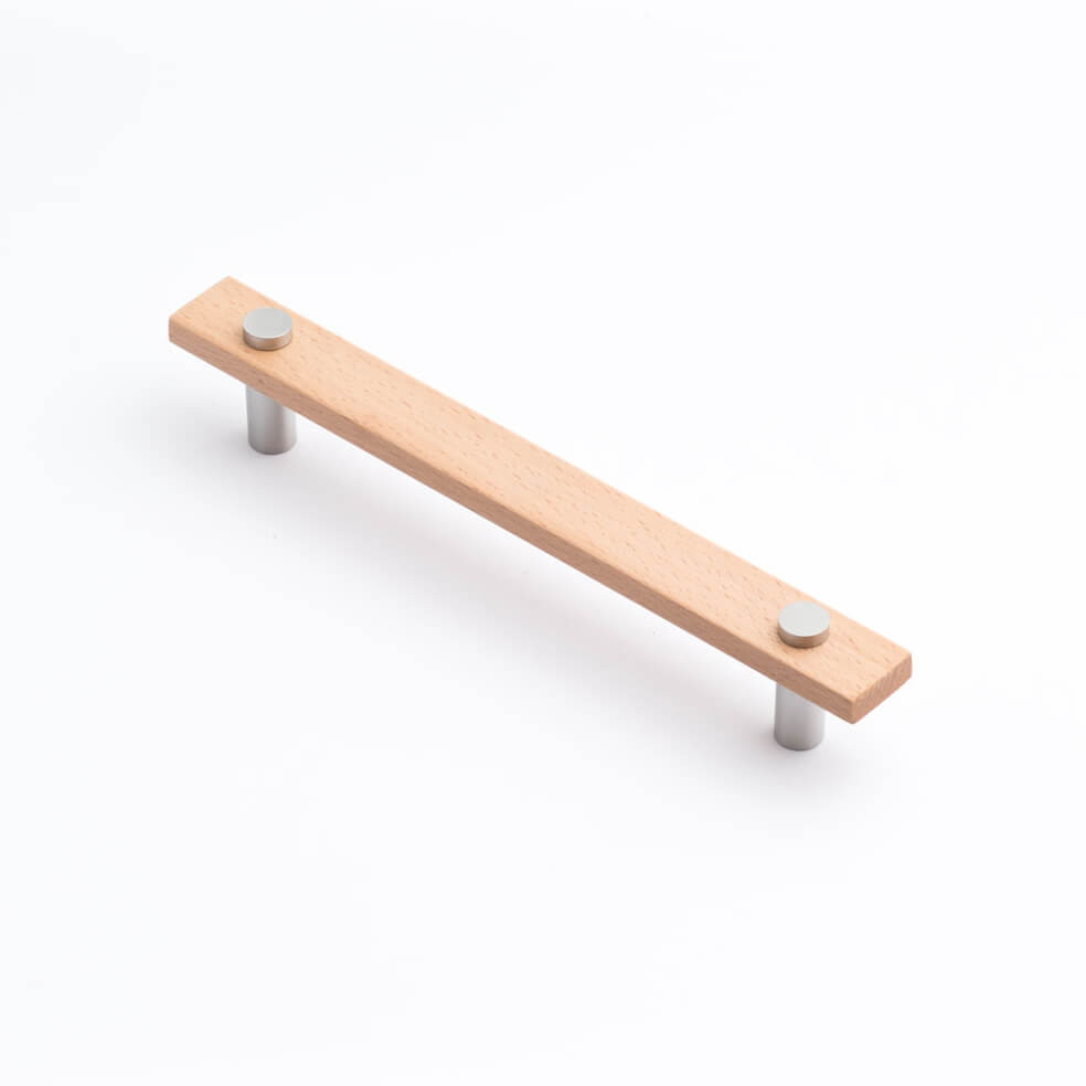 Castella European Beech Madera Cabinet Pull Handle | Satin Chrome