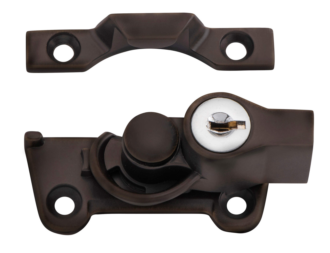 Tradco Wide Base Lockable Sash Window Fastener | 64 x 38mm | Antique Brass