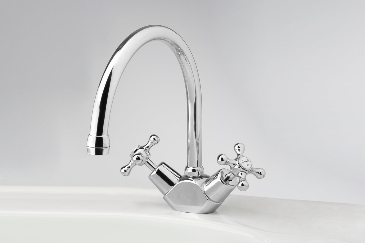 CB Ideal Roulette Gooseneck Twinner Kitchen Mixer Tap | Swivel Spout