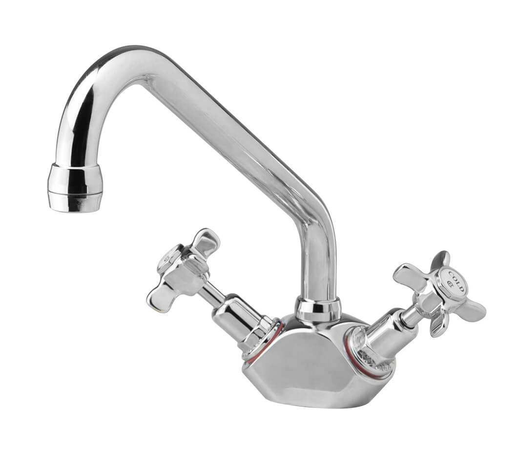 CB Ideal Heritage Upswept Outlet Twinner Kitchen Mixer Tap | Swivel Spout
