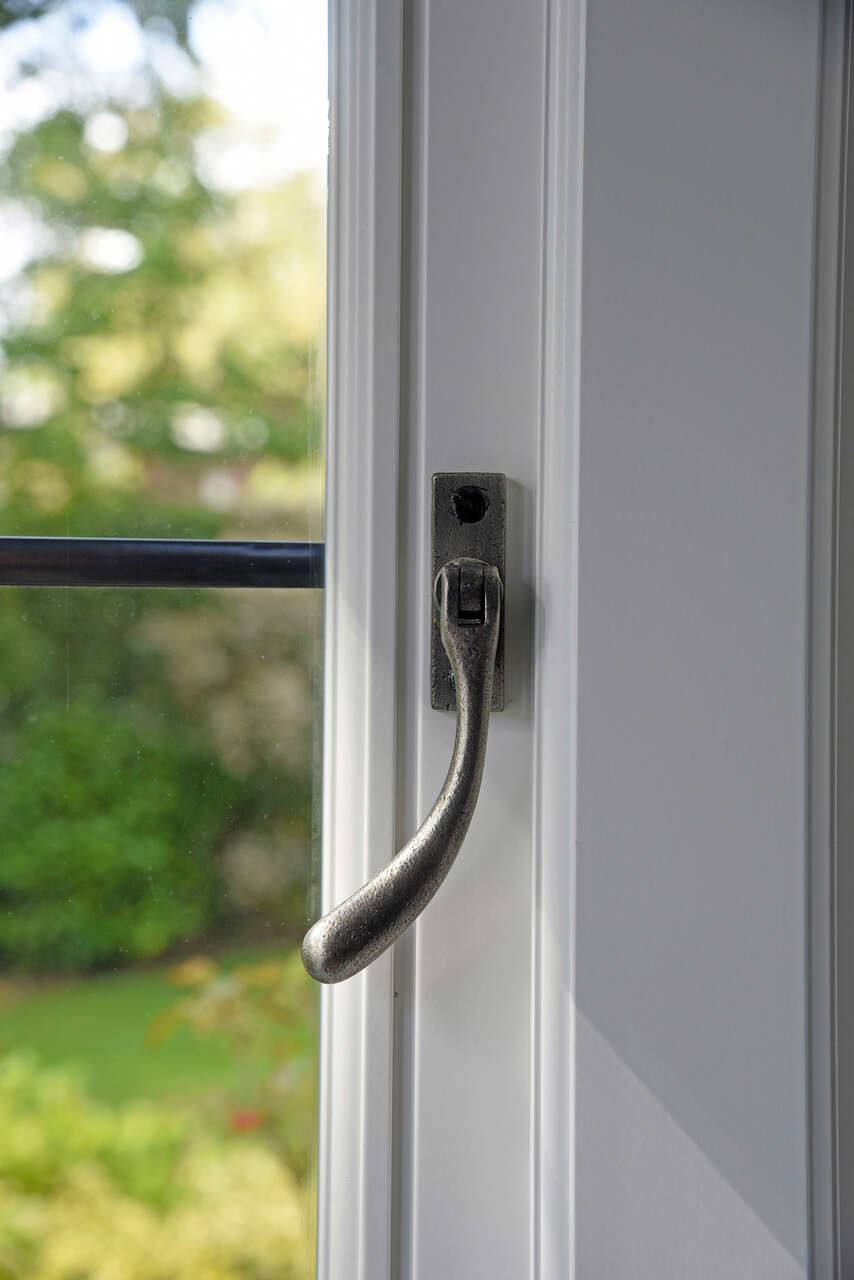 Slim Peardrop Espag Window Handle | Antique Pewter