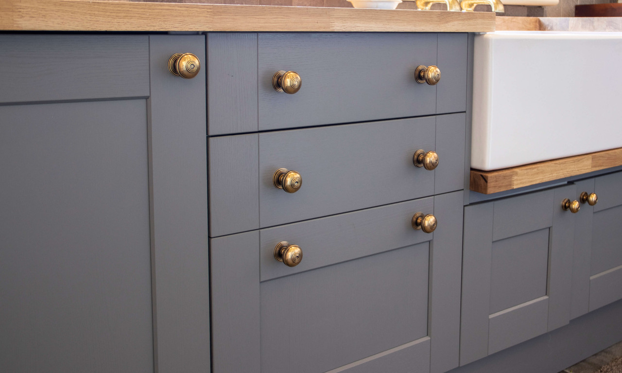 From The Anvil Prestbury Cabinet Knob & Backplate Aged Brass