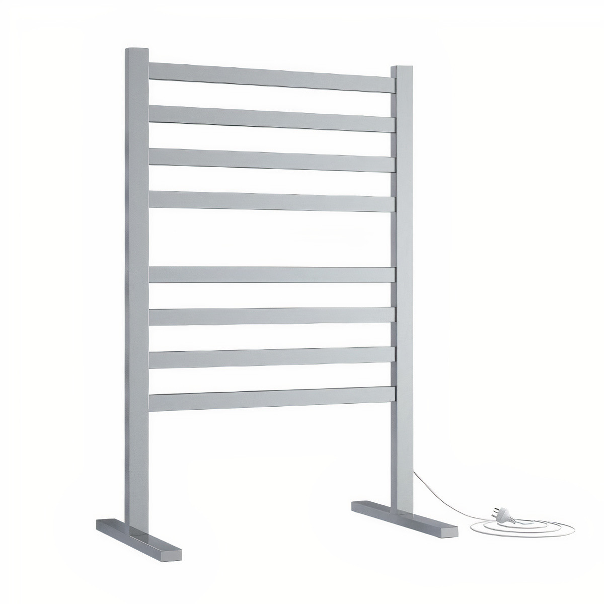 Straight Flat Freestanding Heated Rail | Polished Stainless